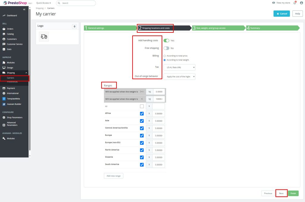 Carriers – PrestaShop Documentation – TemplateMela